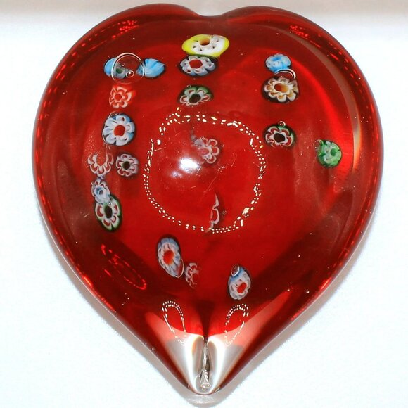 Accents | Murano Style Millefiori Red Heart Paperweight | Poshmark
